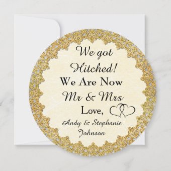 We Got Hitched Elopement Announcement Card | Zazzle