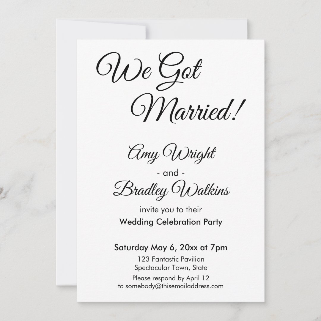 "We Got Married!" Simple Elegant Wedding Reception Invitation | Zazzle