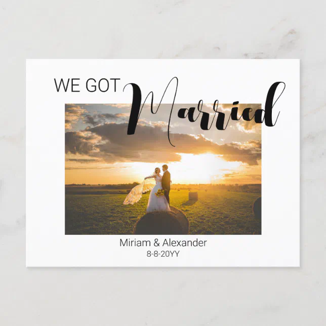 We got married Wedding announcement Postcard | Zazzle
