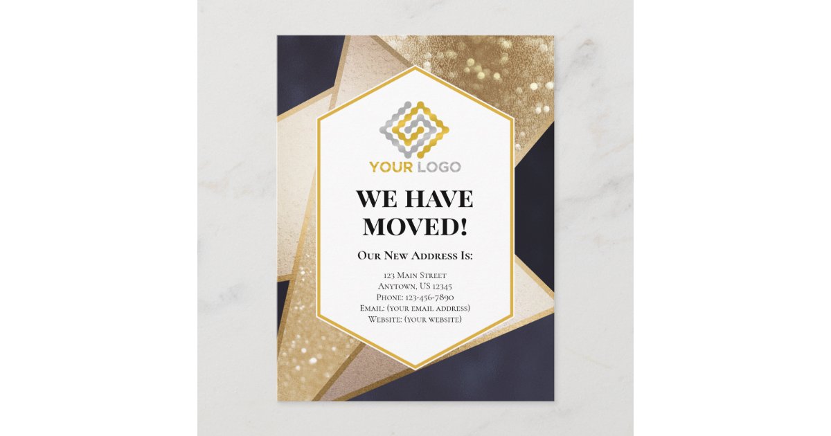 We Have Moved Business Geometric Moving Postcard | Zazzle