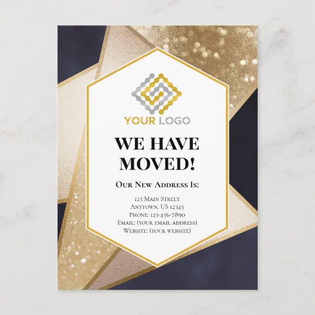 We Have Moved Business Geometric Moving Postcard | Zazzle