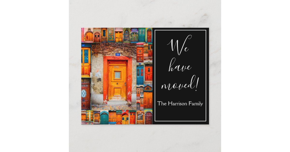 We Have Moved Chic Modern Doors Script Announcement Postcard | Zazzle