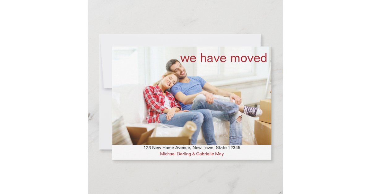 We Have Moved Custom Photo Deep Red New Address Announcement | Zazzle