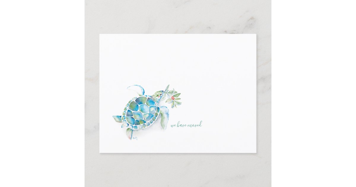 We Have Moved Tropical Sea Turtle Christmas Holiday Postcard | Zazzle