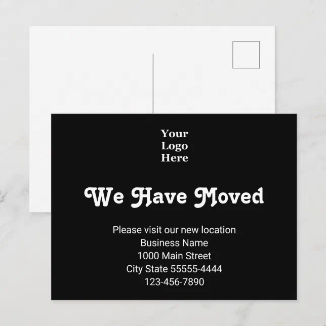 We Have Moved Visit Our New Location Business Logo Postcard | Zazzle