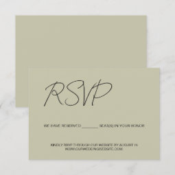 We have reserved seats for you Sage green RSVP Card | Zazzle