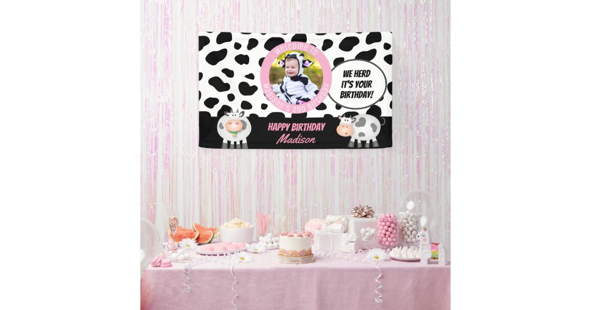 We Herd It's Your Birthday Cow Birthday Welcome Banner | Zazzle