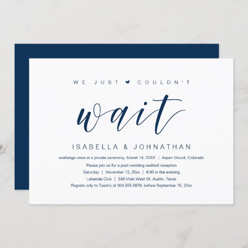 We just couldn't wait, Wedding Elopement Party Invitation | Zazzle