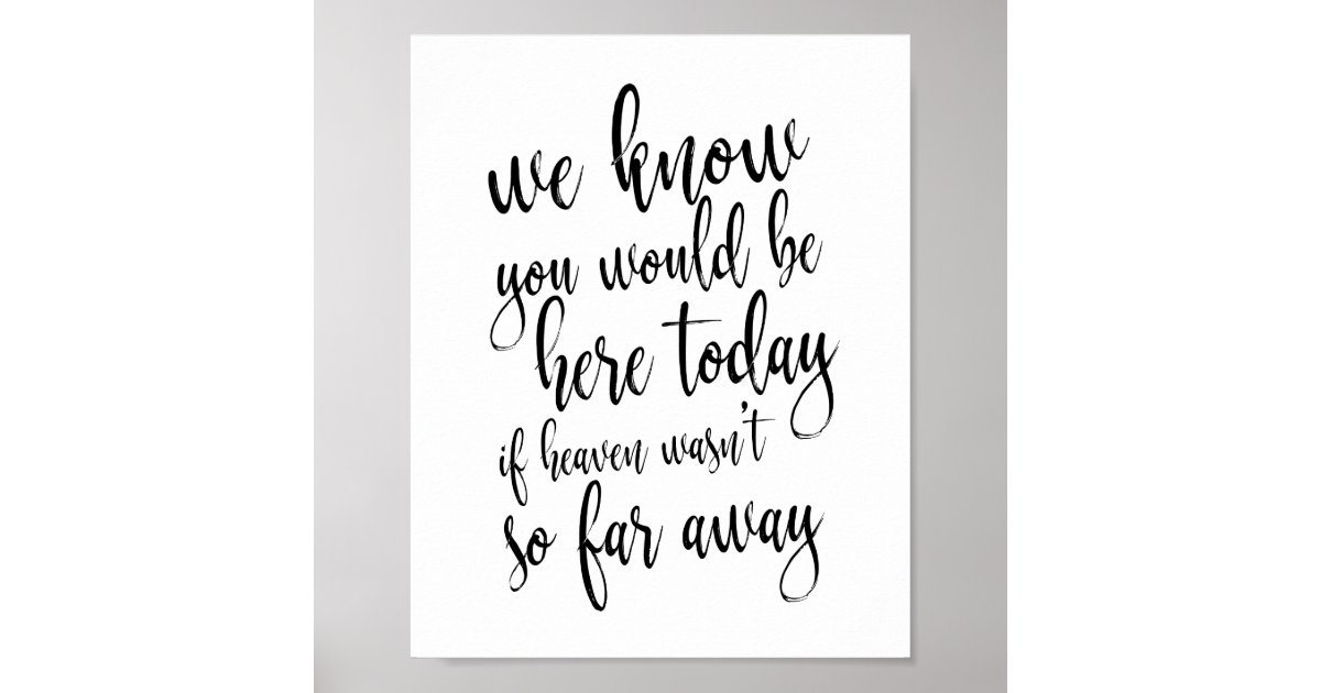 We know you would be here today 8x10 Memorial Sign | Zazzle