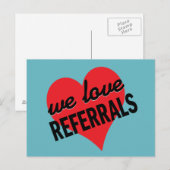 We love referrals with heart postcard | Zazzle