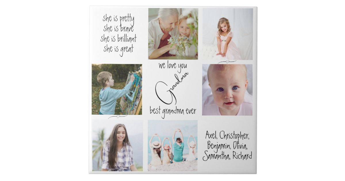 We Love You Family Collage Photo Best Grandma Ever Ceramic Tile | Zazzle