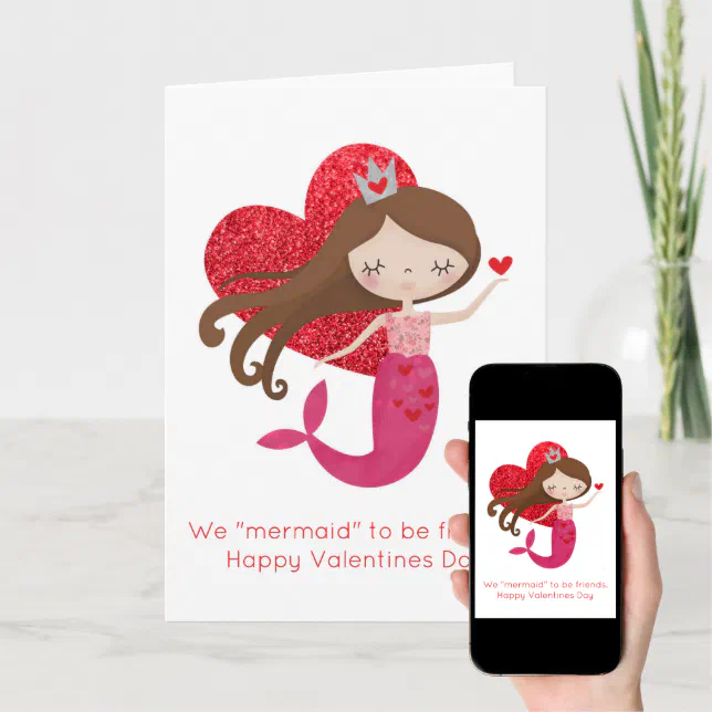 We "Mermaid" to be friends Valentine Pun card | Zazzle