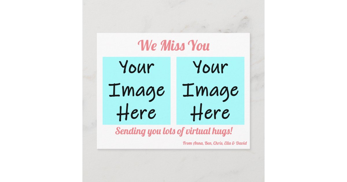 We Miss You Personalised Postcard | Zazzle