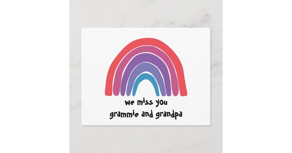 We Miss You Rainbow Grandparents Postcard | Zazzle