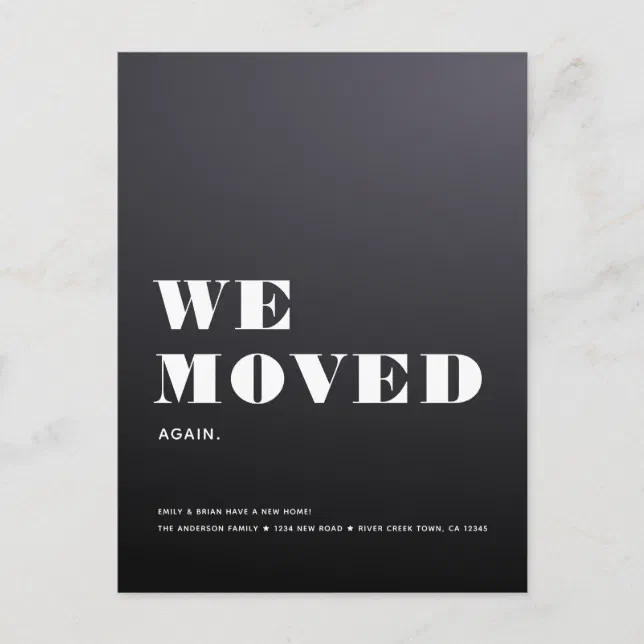 WE MOVED AGAIN Simple Modern Minimalist Moving Ann Announcement ...