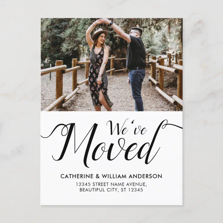 We Moved Come Visit Photo Elegant Script Moving Announcement Postcard | Zazzle