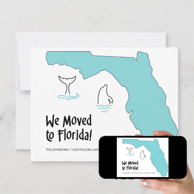 We Moved to Florida Map and Dolphins New Address Announcement | Zazzle