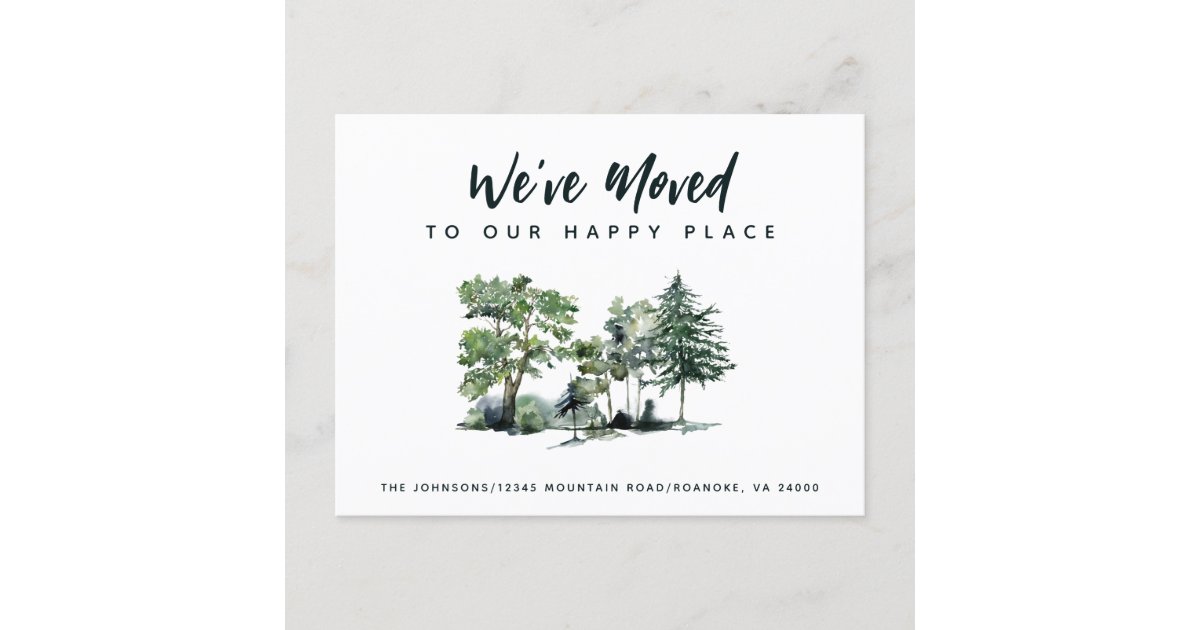 We Moved to Our Happy Place New Address Announcement Postcard | Zazzle