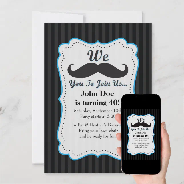 We Mustache You To Join Us Birthday Invitation! Invitation | Zazzle
