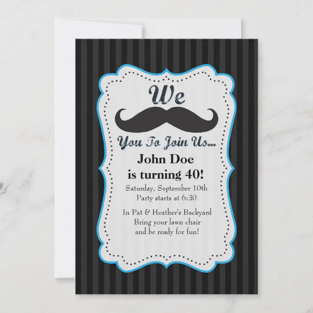 We Mustache You To Join Us Birthday Invitation! Invitation | Zazzle