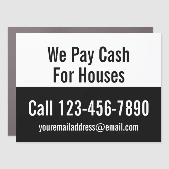 We Pay Cash For Houses Promotional Template Car Magnet | Zazzle