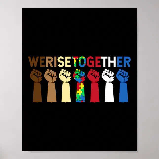 We Rise Together Puzzle Inspirational Autism Aware Poster | Zazzle