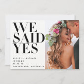 WE SAID YES | 2 Photo Wedding Reception Only Invitation | Zazzle
