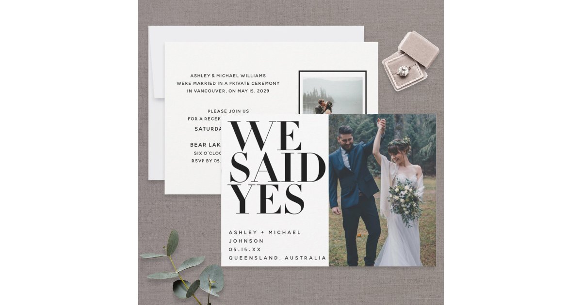 WE SAID YES | 2 Photo Wedding Reception Only Invitation | Zazzle