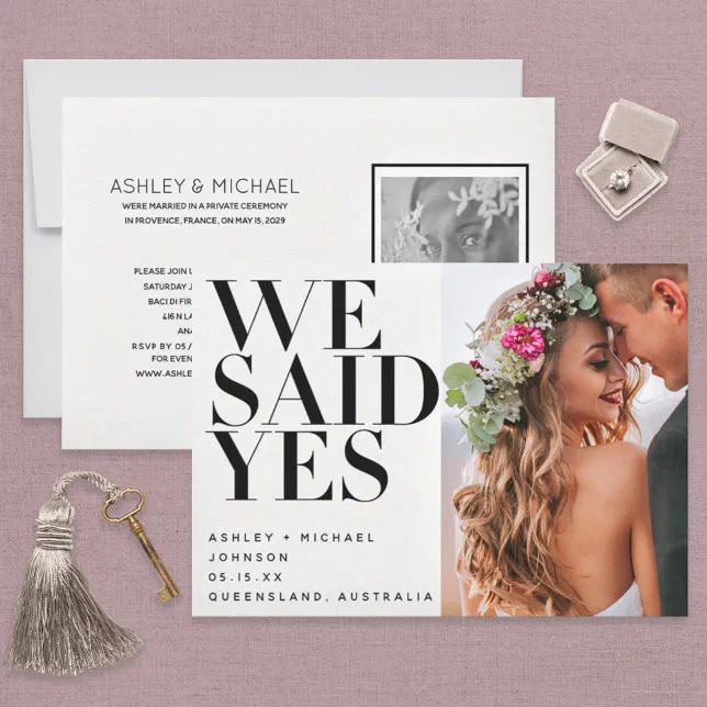 WE SAID YES | 2 Photo Wedding Reception Only Invitation | Zazzle