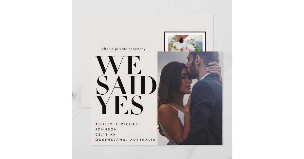 WE SAID YES | Blush + Black 2 Photo Wedding Invitation | Zazzle