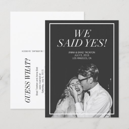 We Said Yes | Modern Photo Wedding Announcement | Zazzle