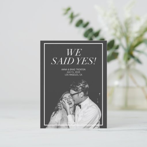 We Said Yes | Modern Photo Wedding Announcement | Zazzle