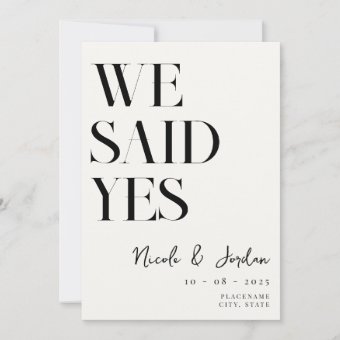 We Said Yes Modern Simple Chic Wedding Save The Date | Zazzle