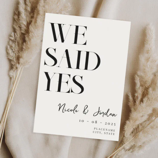 We Said Yes Modern Simple Chic Wedding Save The Date | Zazzle