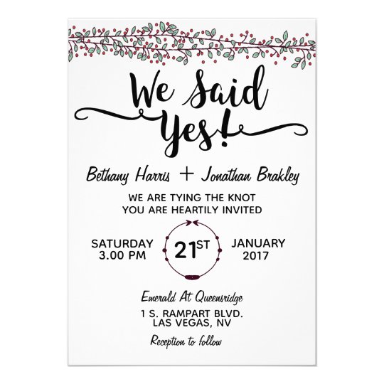 We Said Yes! Wedding Invitation | Zazzle.com