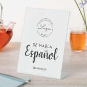 We speak Spanish se habla Español business Pedestal Sign | Zazzle