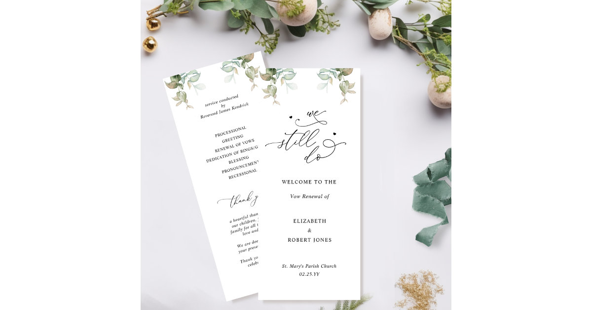 We Still Do, Elegant Vow Renewal Ceremony Program | Zazzle