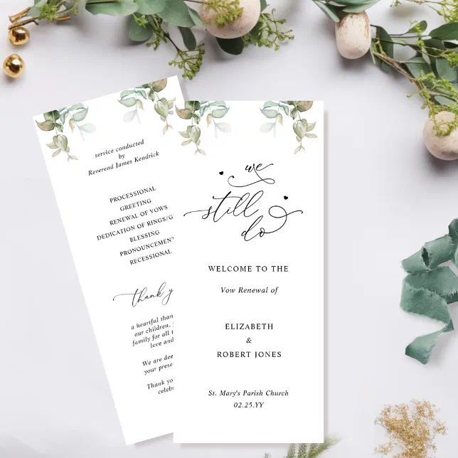 We Still Do, Elegant Vow Renewal Ceremony Program | Zazzle