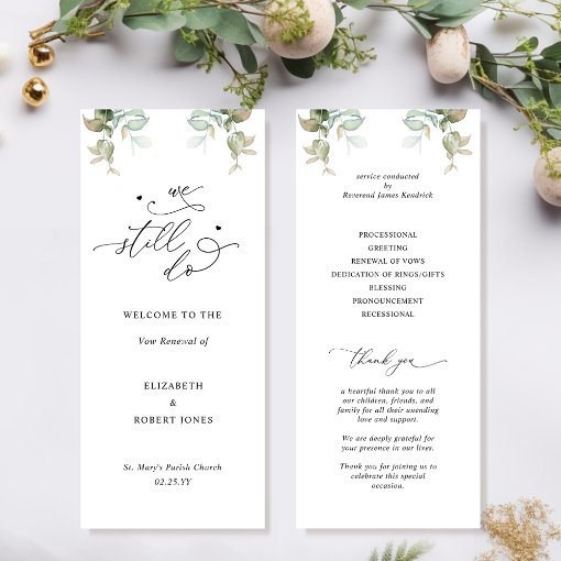 We Still Do, Elegant Vow Renewal Ceremony Program | Zazzle