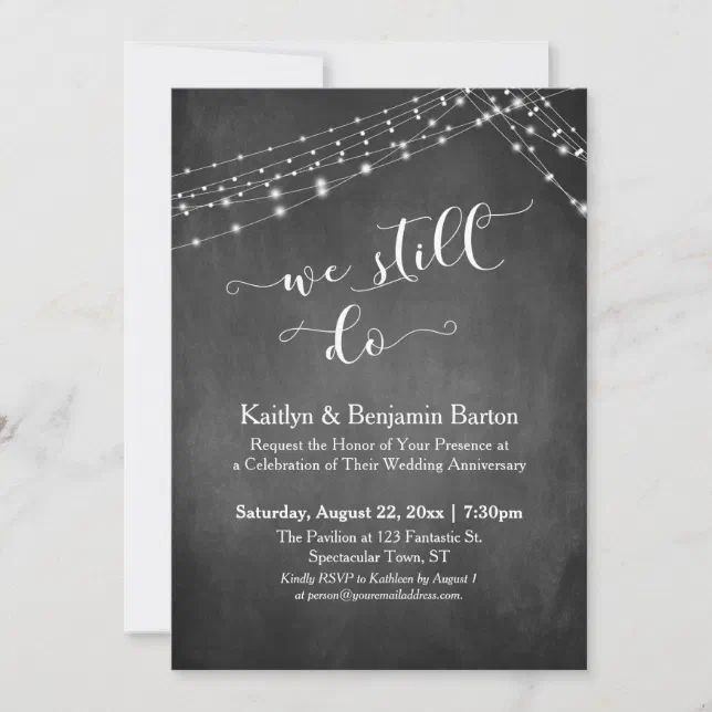 We Still Do Typography Chalkboard Back Anniversary Invitation | Zazzle