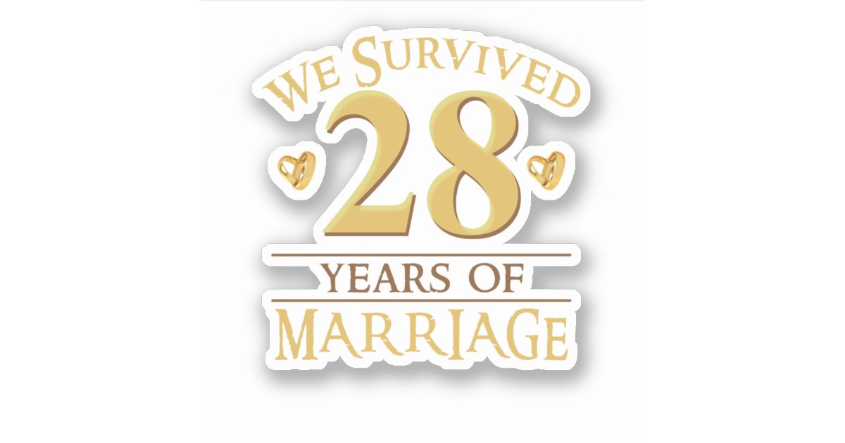 We Survived 28 Years Of Marriage Couple 28th Anniv Sticker | Zazzle