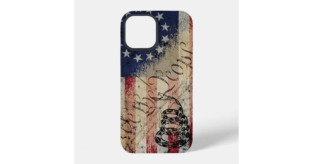 We The People Betsy Ross American Flag and Snake i iPhone Case | Zazzle