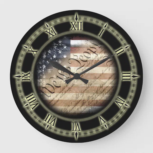 We The People Vintage American Flag Wall Clock | Zazzle