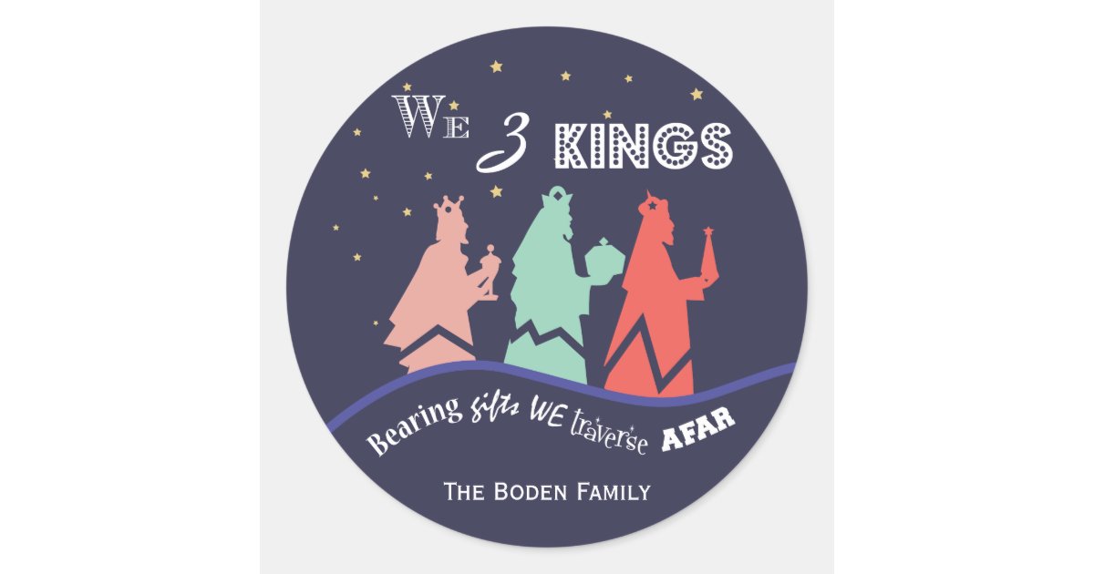 We Three Kings | Blue Holiday Stickers | Zazzle