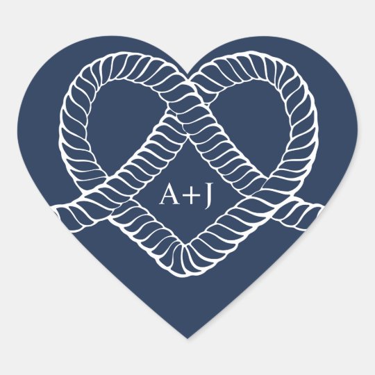 We Tied The Knot Rope Heart Nautical Navy & White Heart Sticker ...