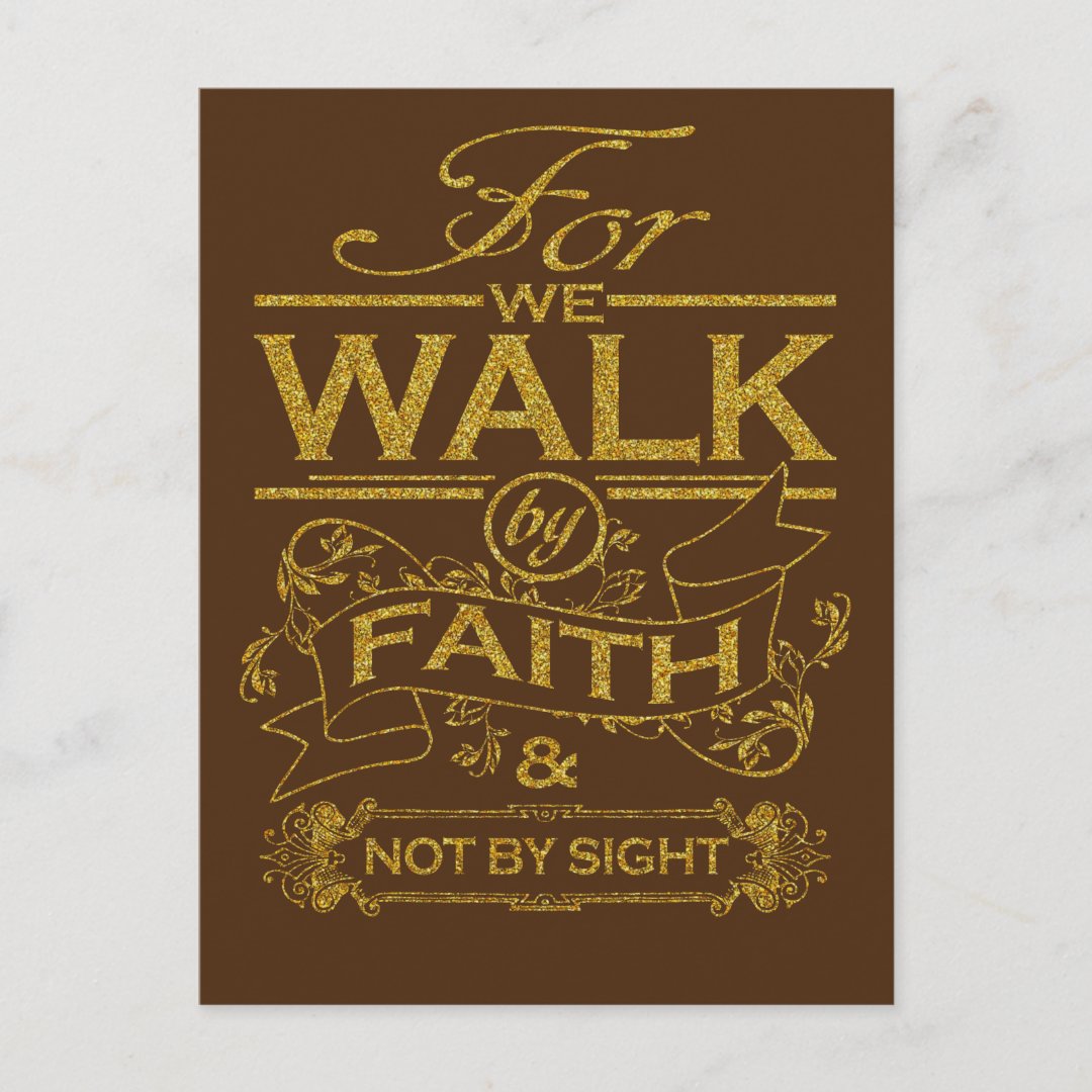 We Walk by Faith Scripture Quote Postcard | Zazzle