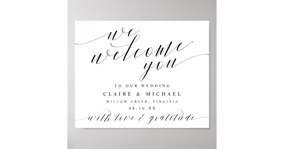 We Welcome You Calligraphy Script Any Event Sign | Zazzle