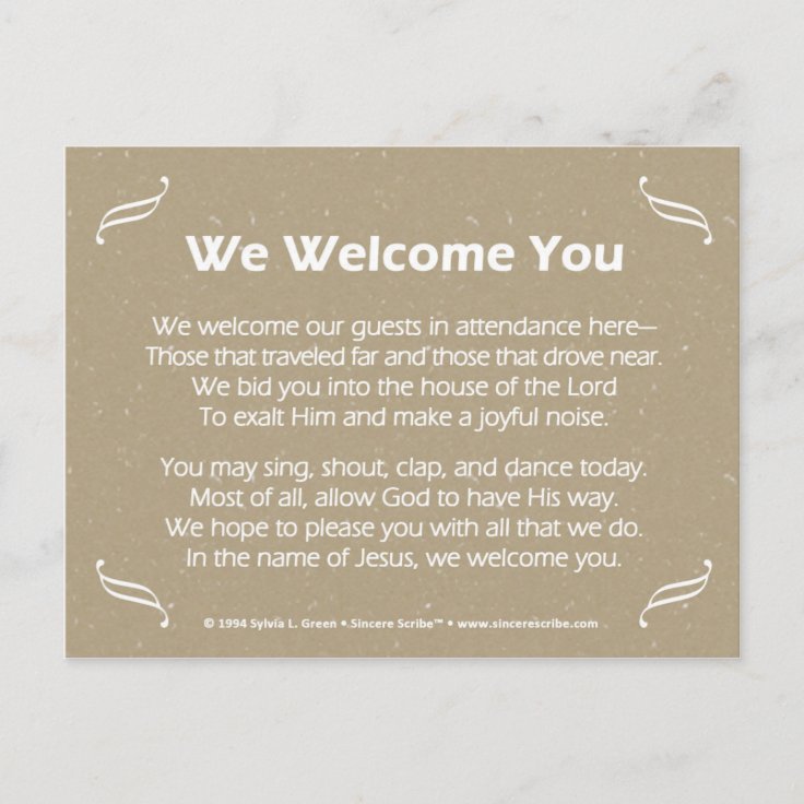 We Welcome You Postcard | Zazzle