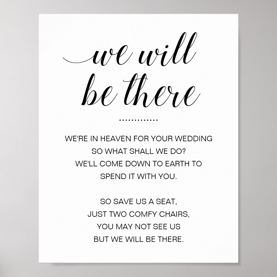 We Will Be There Memorial Chairs Wedding Poster | Zazzle