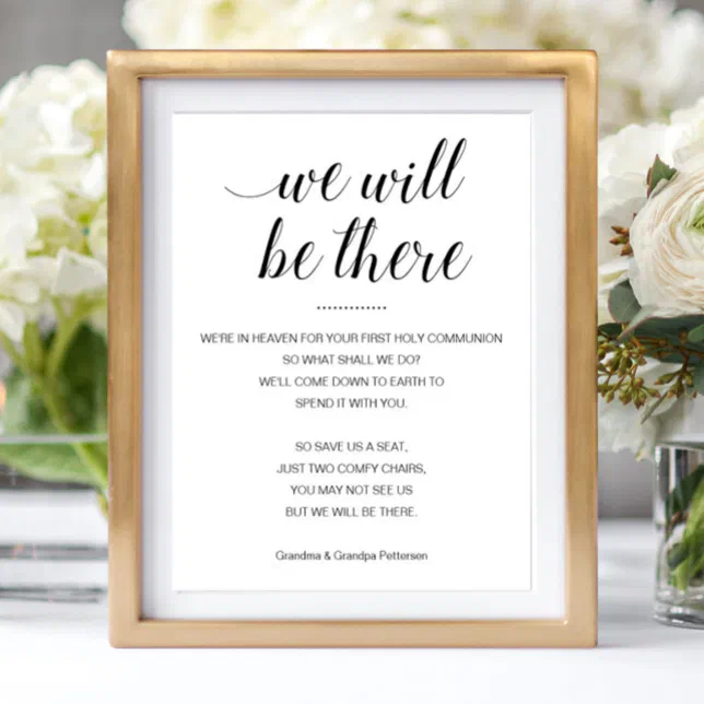 We Will Be There Memorial First Holy Communion Poster | Zazzle